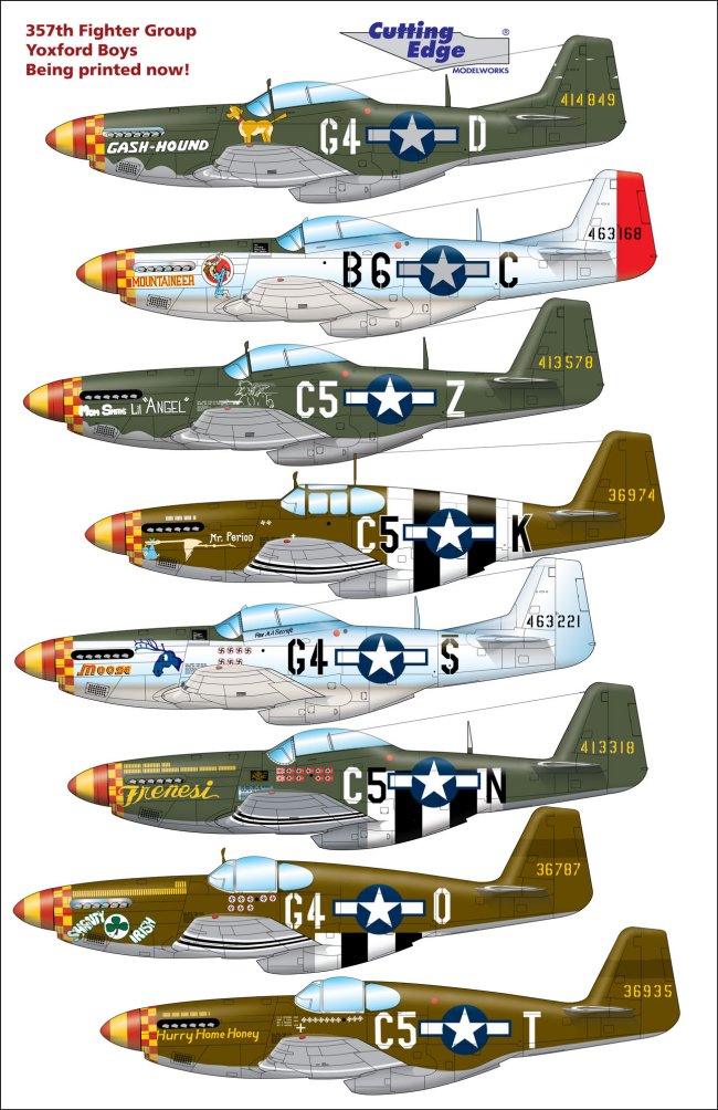 Cutting Edge 1/48 P-51 357th FG (Yoxford Boys) decal sheets preview Feb ...